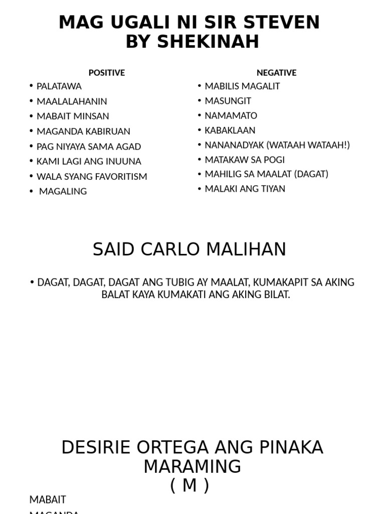 Mag Ugali Ni Sir Steven | PDF