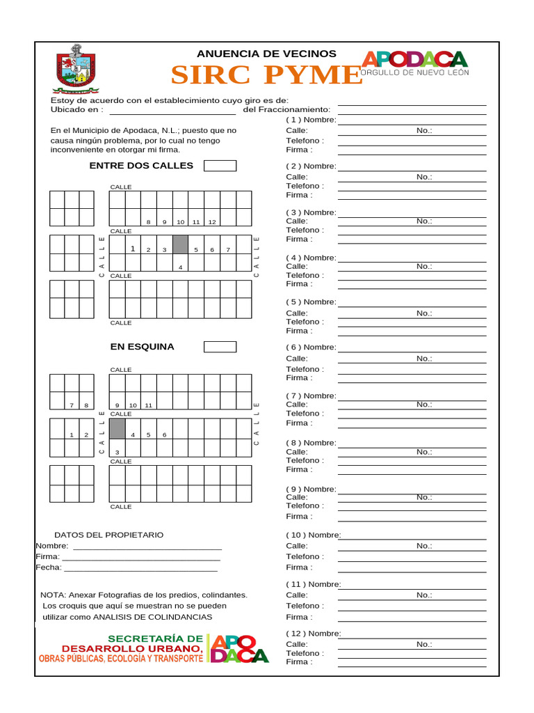 Anuencia De Vecinos Exclusiva Sirc Pyme Pdf