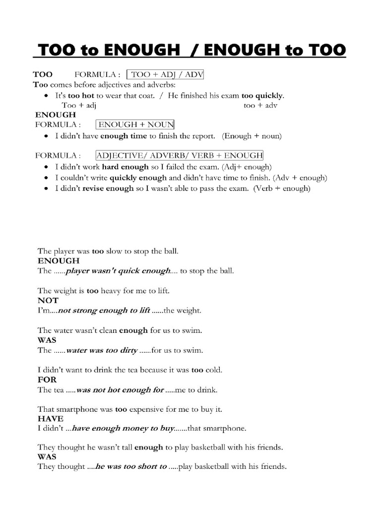 So, Such, Too and Enough Rewriting | PDF