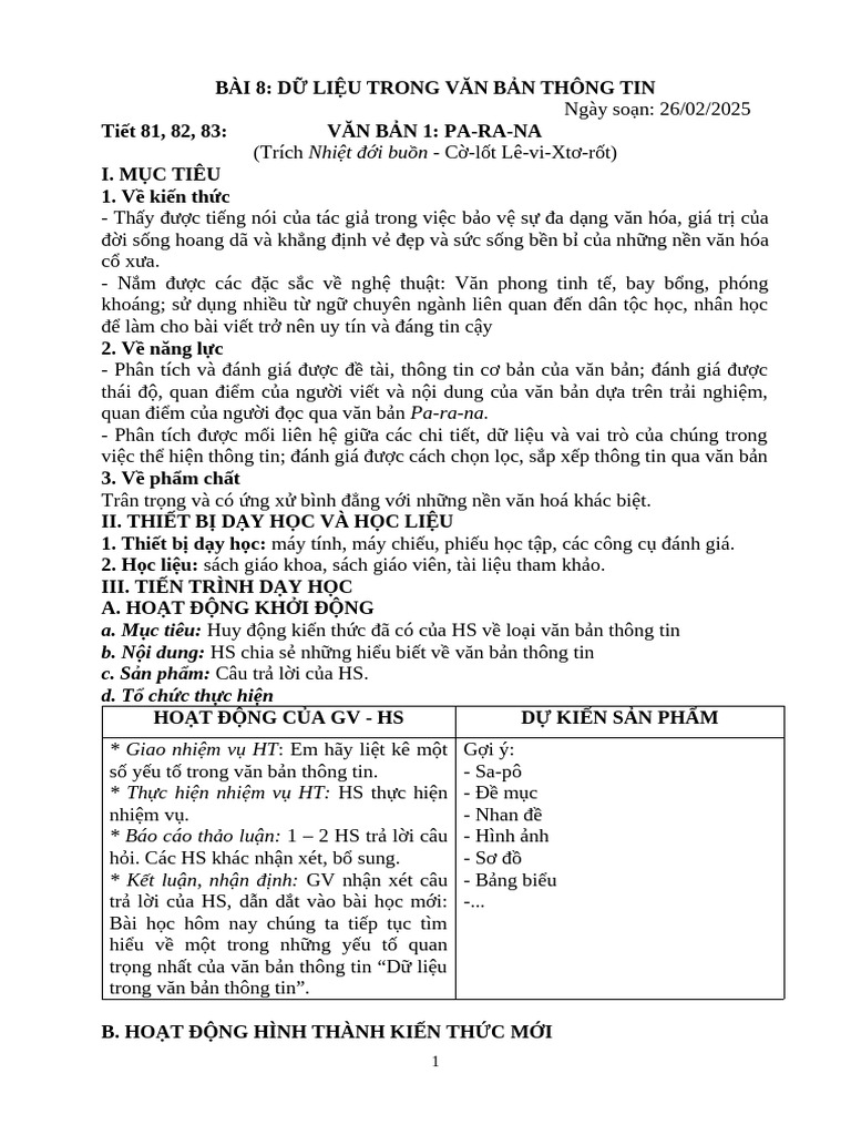 Bai 8 Du Lieu Trong Van Ban Thong Tin | PDF