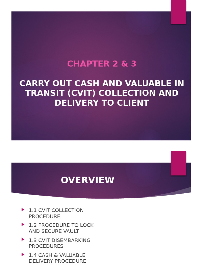 Chapter 2 & 3 CVIT Collection and Delivery Procedure | PDF