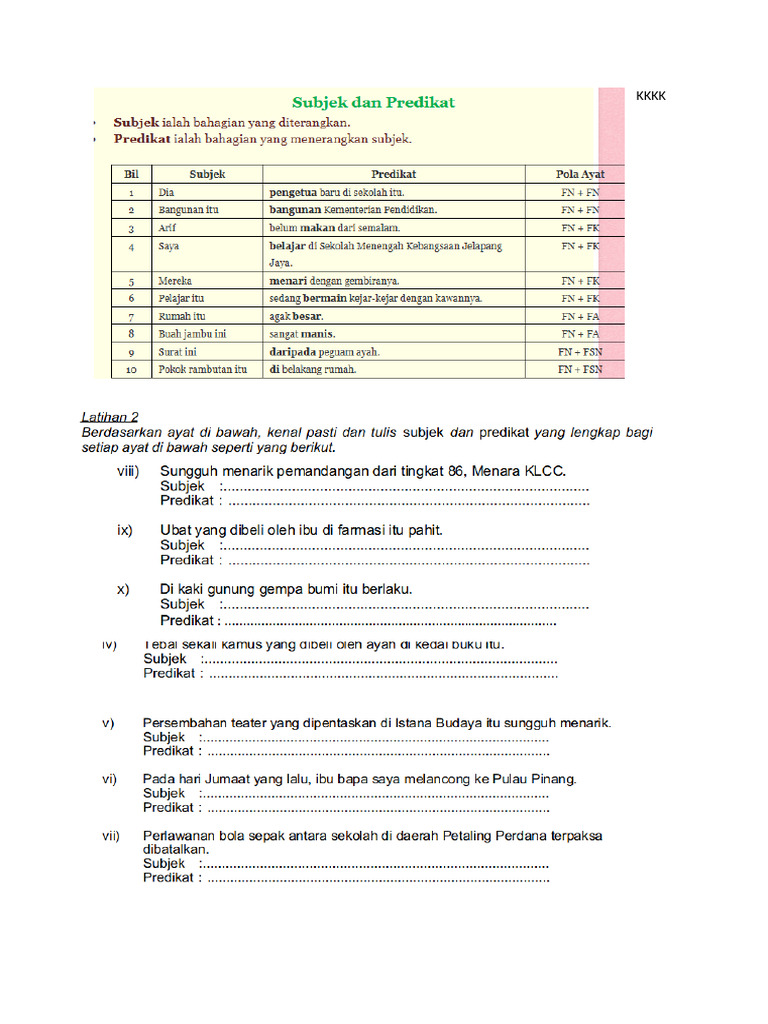 Subjek Predikat | PDF