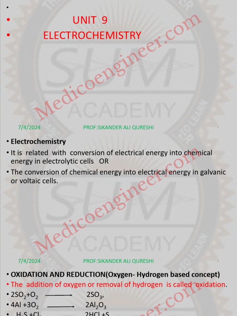 Electrochemistry: Redox Reactions Explained | PDF | Redox ...