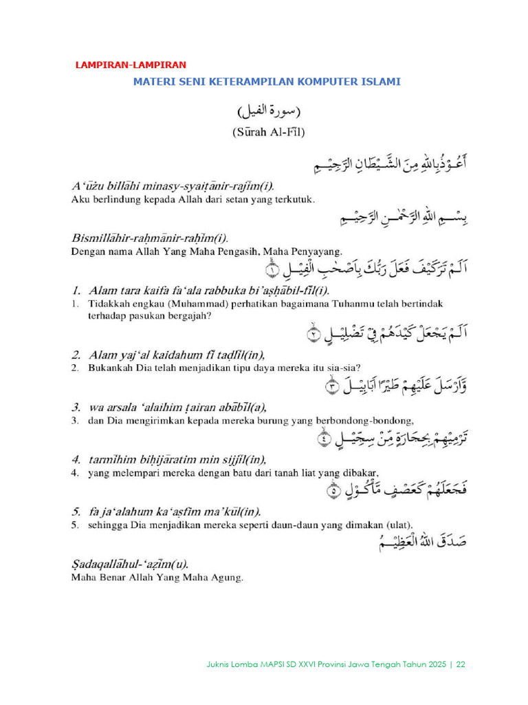 Surat Fiil Lomba MAPSI SD 2025 | PDF