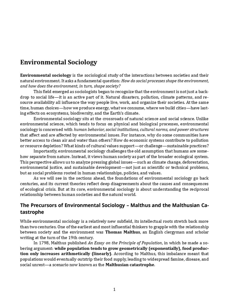 Environmental Sociology Overview | PDF | Climate Change | Sociology
