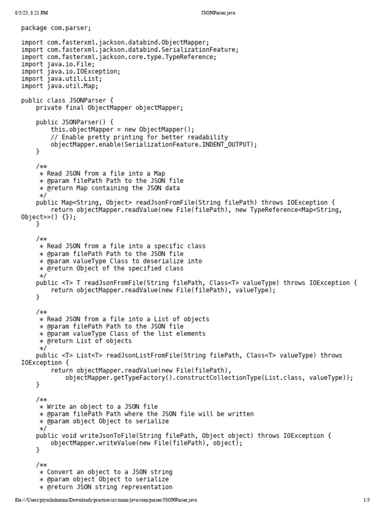 Jackson JSON Parser Example Code | PDF | Json | Parsing