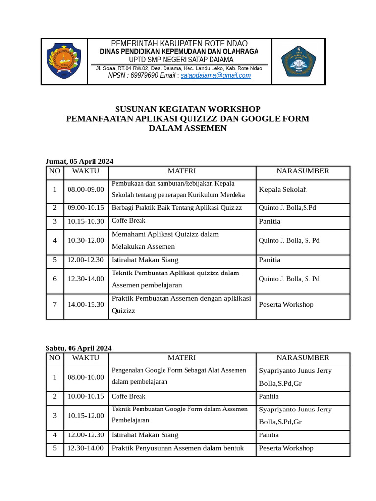 Workshop Quizizz dan Google Form 2024 | PDF