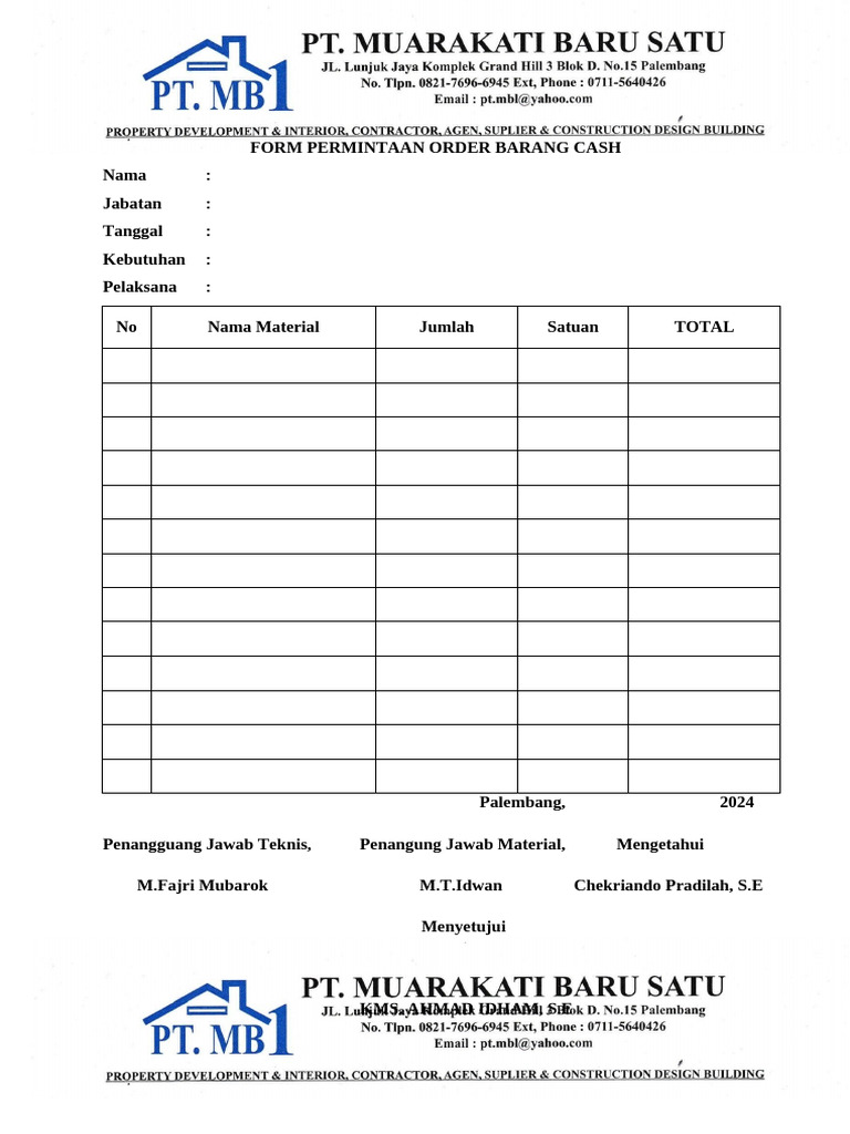 Form Permintaan Order Barang | PDF