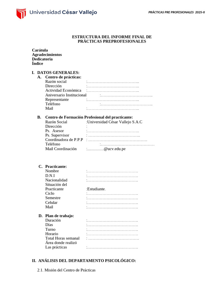Informe Final de Prácticas Preprofesionales 2025 | PDF