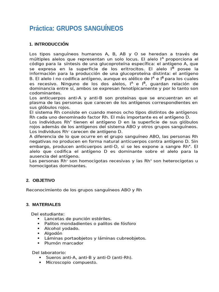 Reconocimiento de Grupos Sanguíneos ABO y Rh | PDF | Tipo de sangre | Alelo