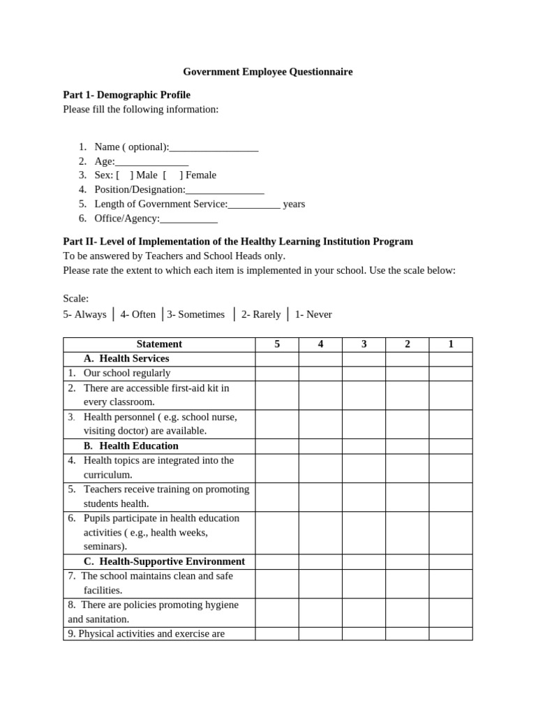 Government Employee Health Program Survey | PDF