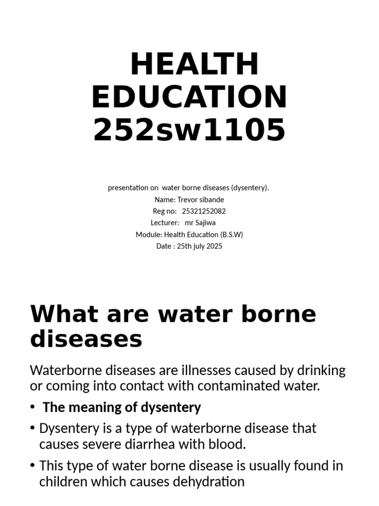 Trevor Sibande PP Presentation | PDF | Diarrhea | Medical Specialties