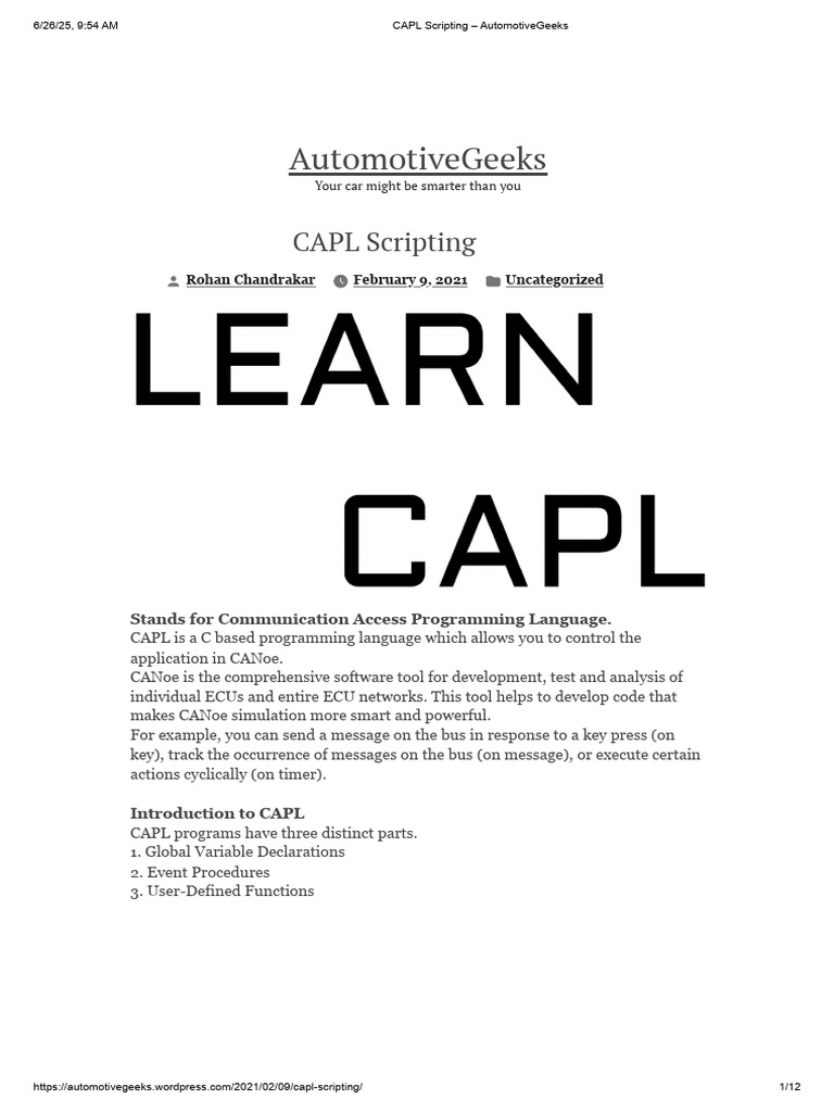CAPL Scripting - AutomotiveGeeks | PDF | Parameter (Computer Programming) | Computing