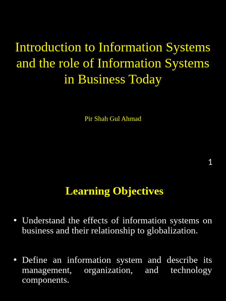 Introduction To IS - Lect1 | PDF | Information System | System