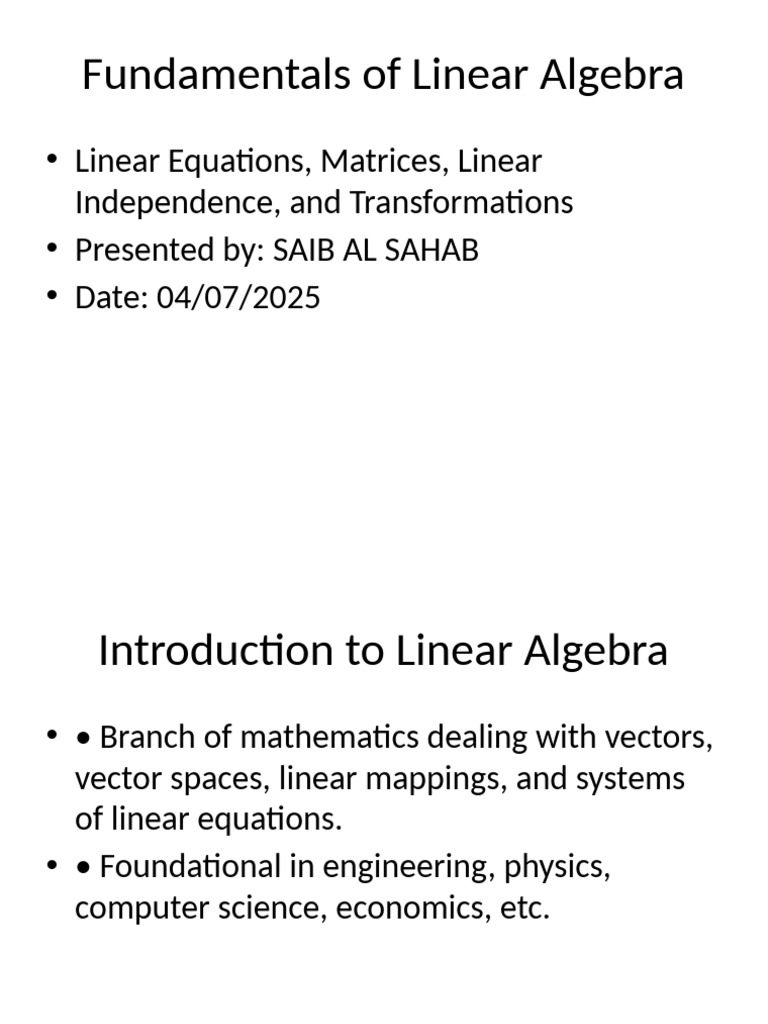 Linear Algebra Fundamentals Explained | PDF