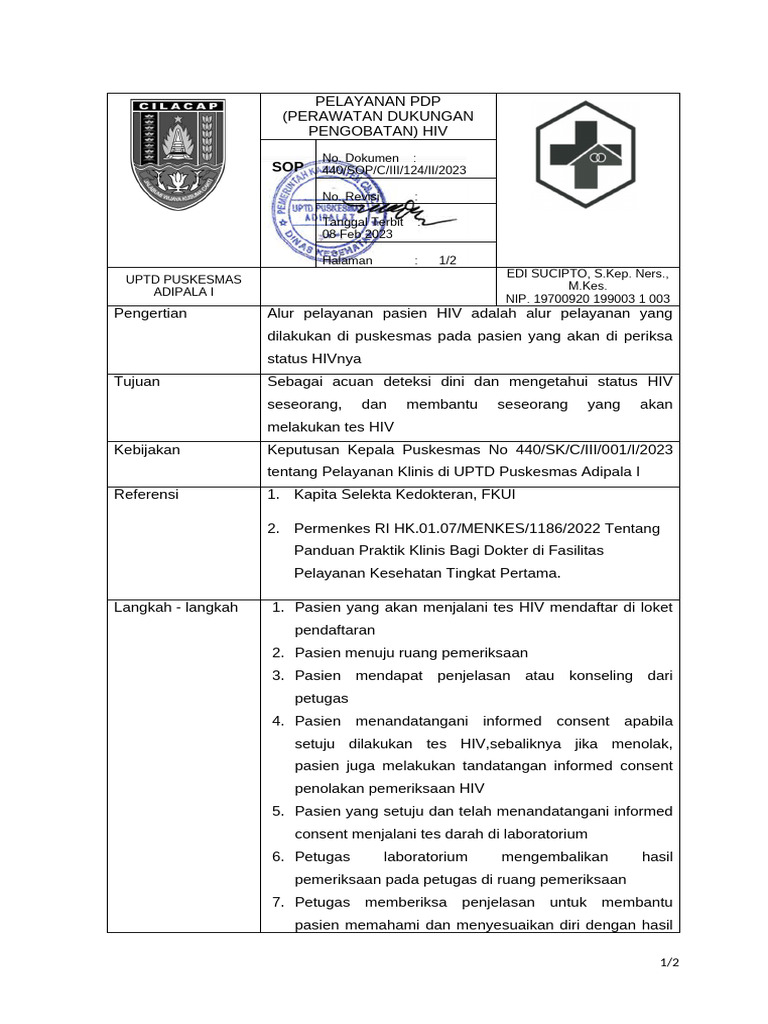 SOP Pelayanan PDP | PDF