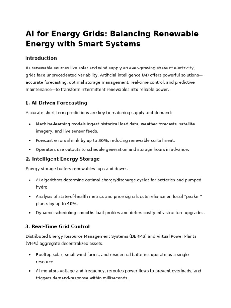 AI For Energy Grids - Balancing Renewable Energy Wi | PDF | Distributed ...