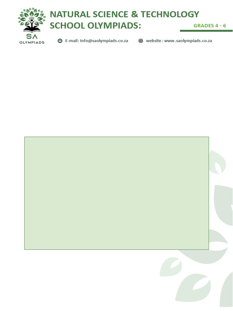 South African NSTech Olympiads Grade 5 2024 | PDF | Rock (Geology) | Soil