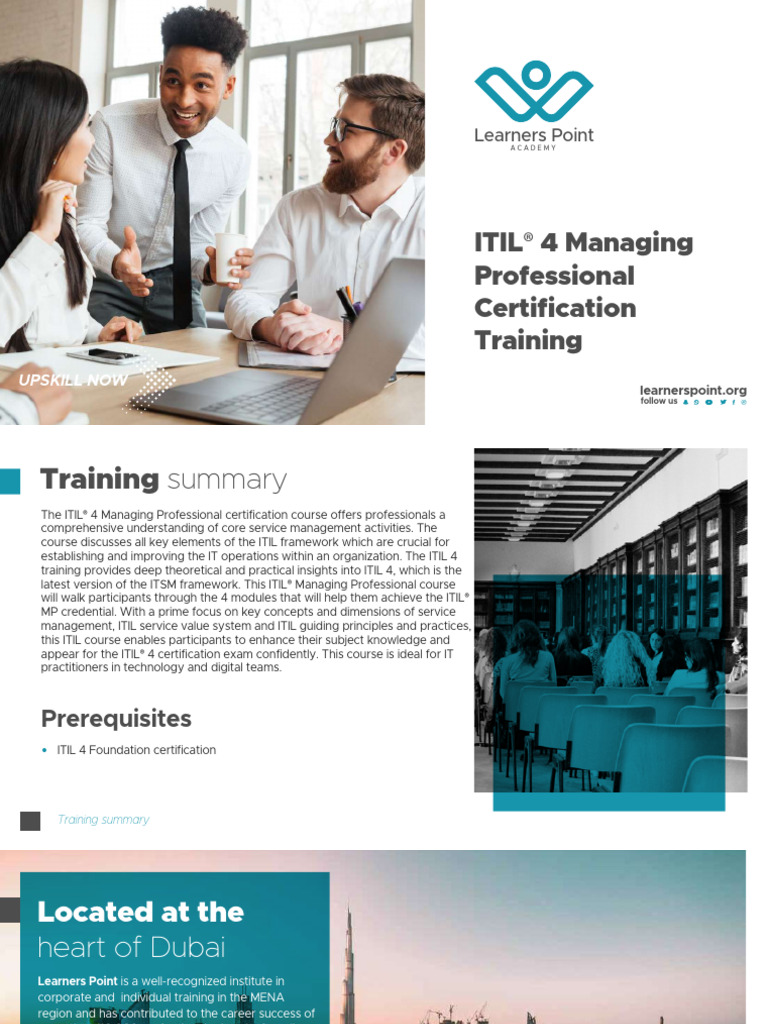 ITIL 4 Managing Professional Training | PDF | Risk | Teaching Method