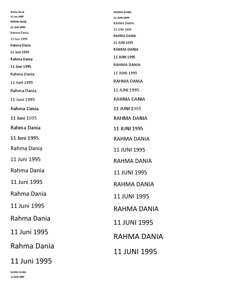 Rahma Dania Birth Date Repetition | PDF
