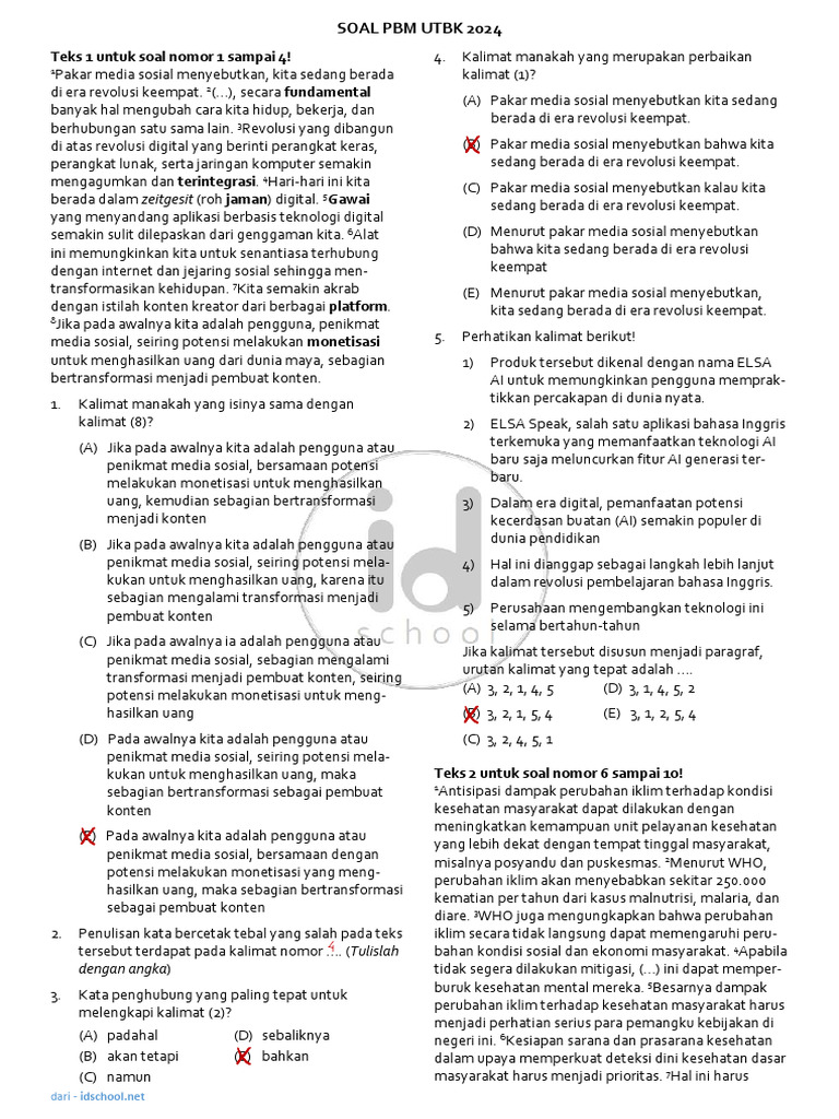Soal PBM UTBK 2024 | PDF