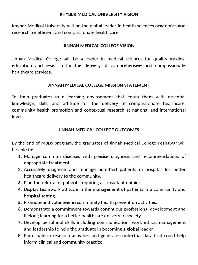 Vision and Mission and Outcomes FINAL | PDF