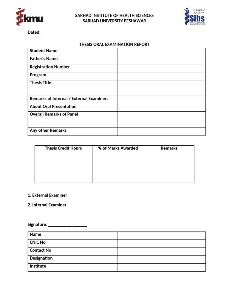 Thesis Oral Examination Report | PDF