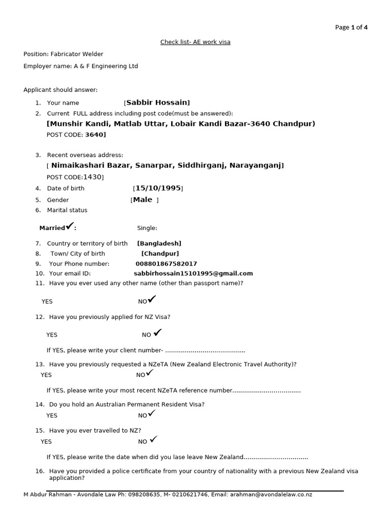 AE Work Visa Checklist for Fabricator Welder | PDF | International Law ...