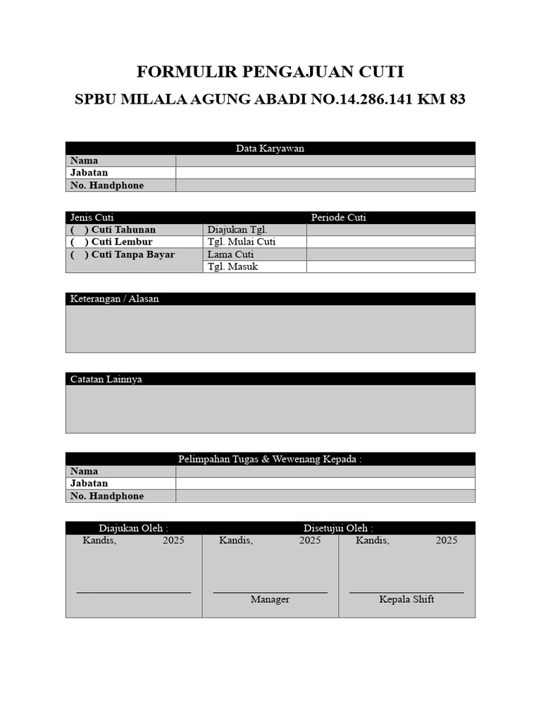 Formulir Pengajuan Cuti | PDF