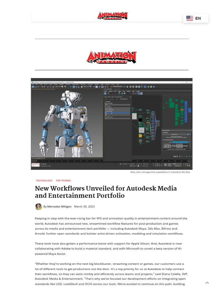 New Workflows Unveiled For Autodesk Media and Entertainment Portfolio - Animation Magazine | PDF ...