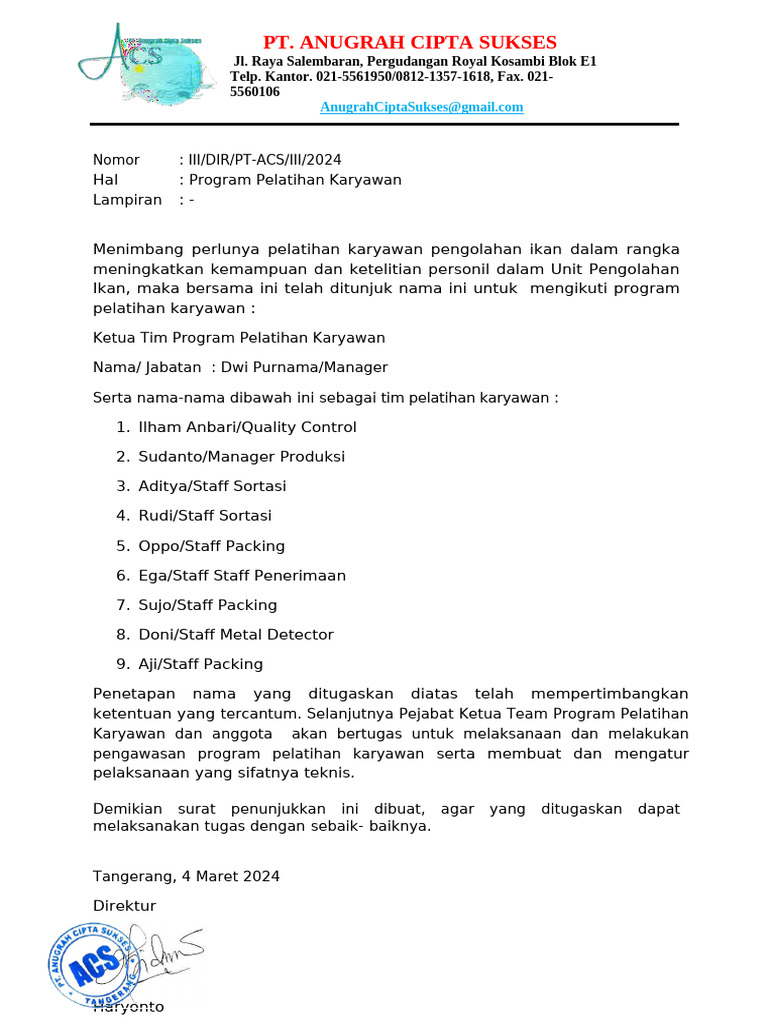 Pelatihan Karyawan Royal | PDF