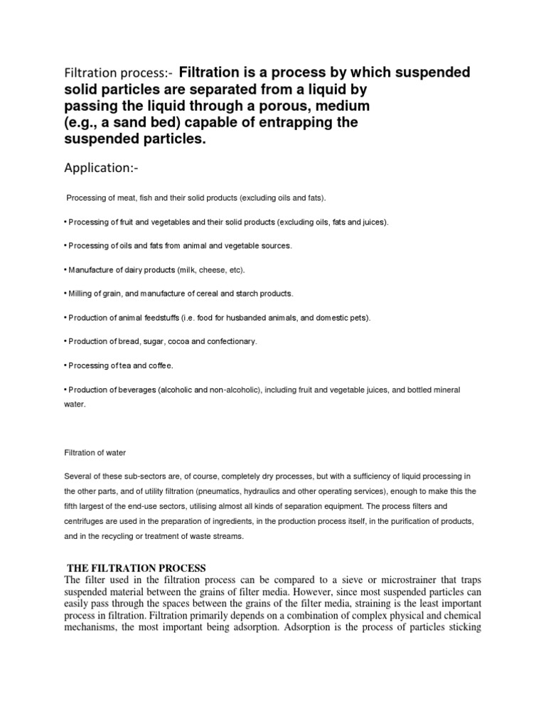 Filtration Process | PDF | Filtration | Water Purification