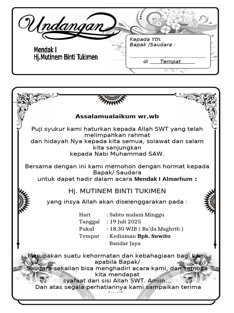 Undangan Haul | PDF
