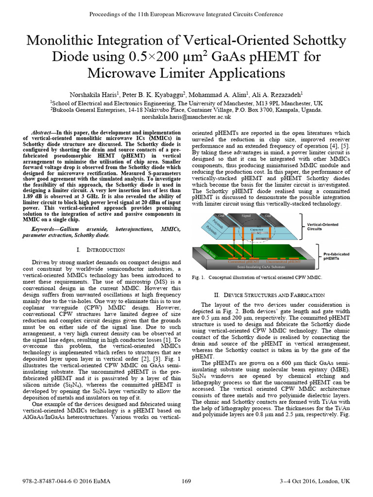 Vertical MMICs for Microwave Limiters | PDF | Diode | Electrical Impedance