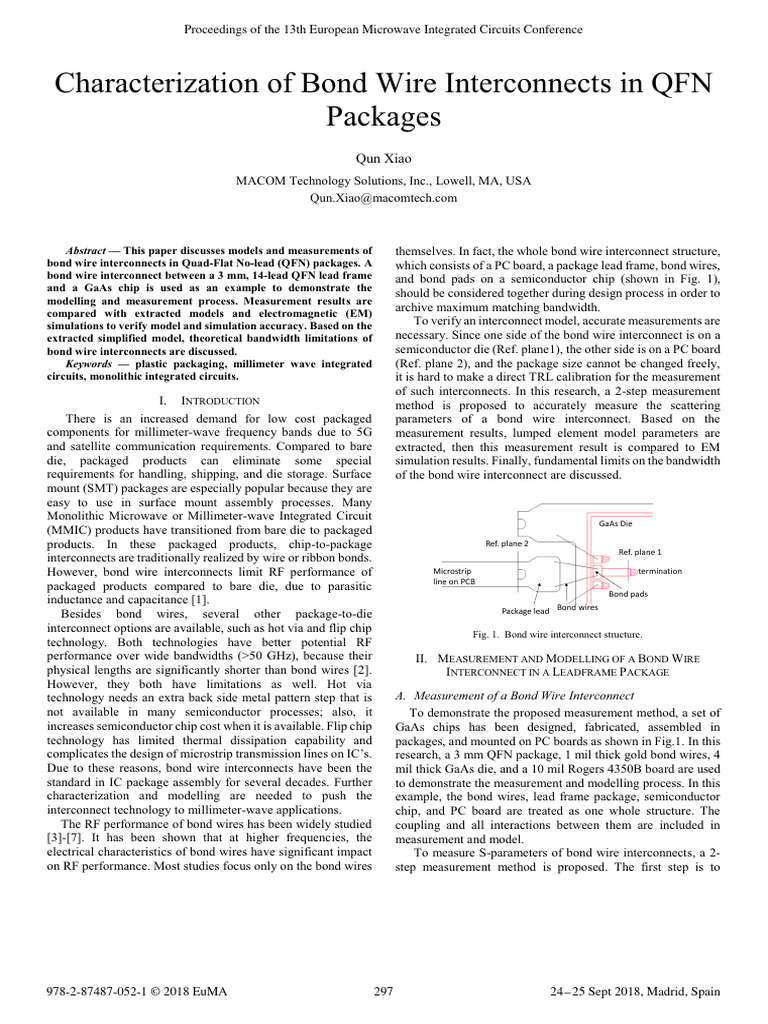 Characterization of Bond Wire Interconnects in QFN Packages | PDF ...