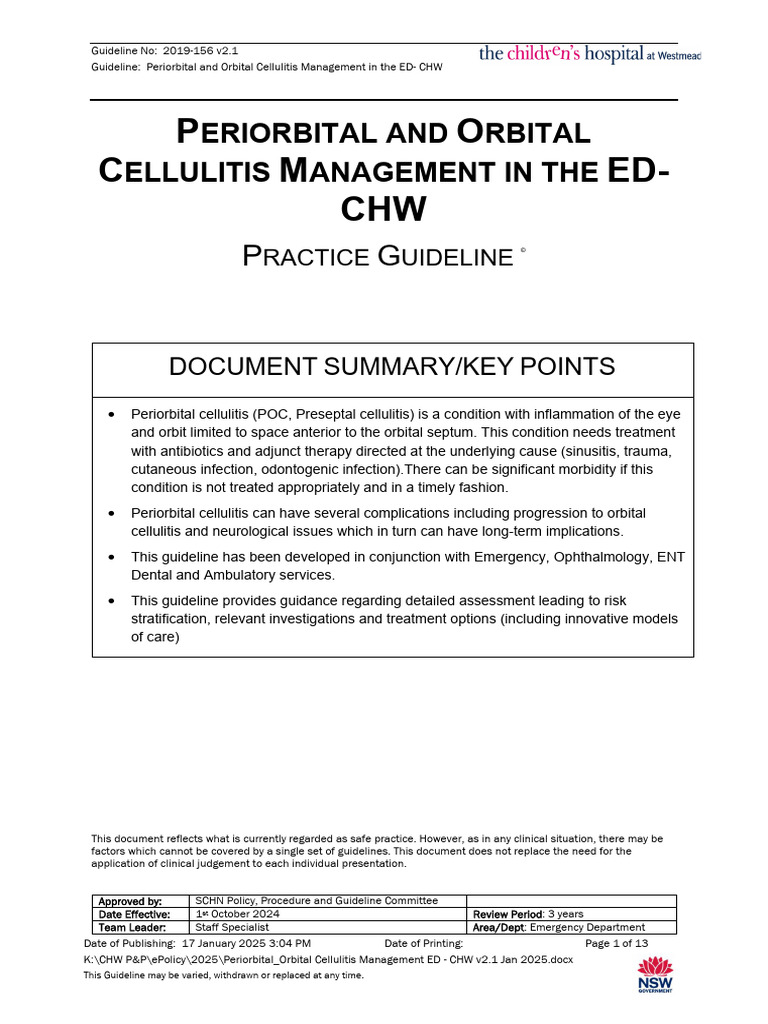 Periorbital Cellulitis ED Management Guide | PDF | Human Diseases And ...