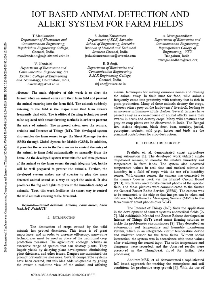 IoT Animal Detection System for Farms | PDF | Internet Of Things