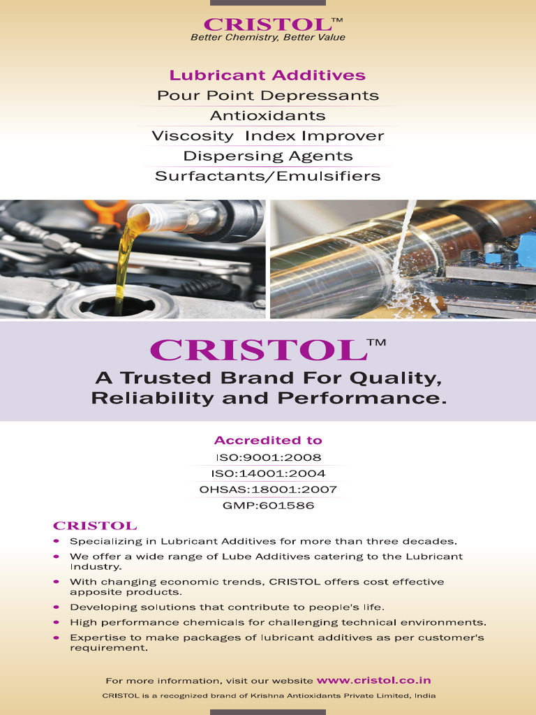 Ad Cristol Lubricant Additives - General | PDF