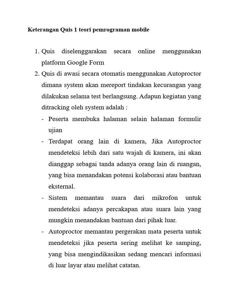 Tata Cara Pengerjaan Quis 1 Teori Pemrograman Mobile | PDF