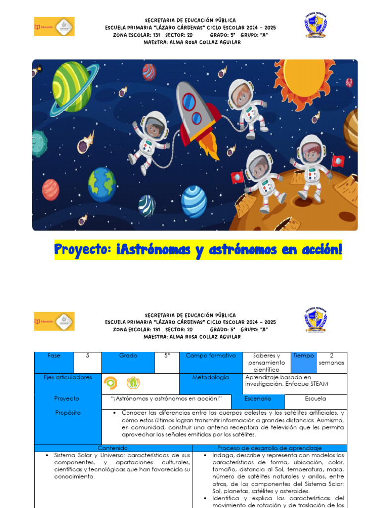 Proyecto Astronomas y Astronomos en Acción | PDF | Astronomía ...