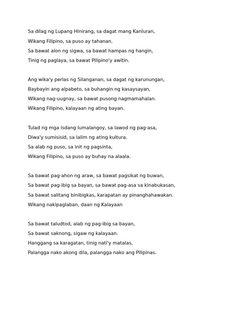 Sa Dilag NG Lupang Hinirang | PDF