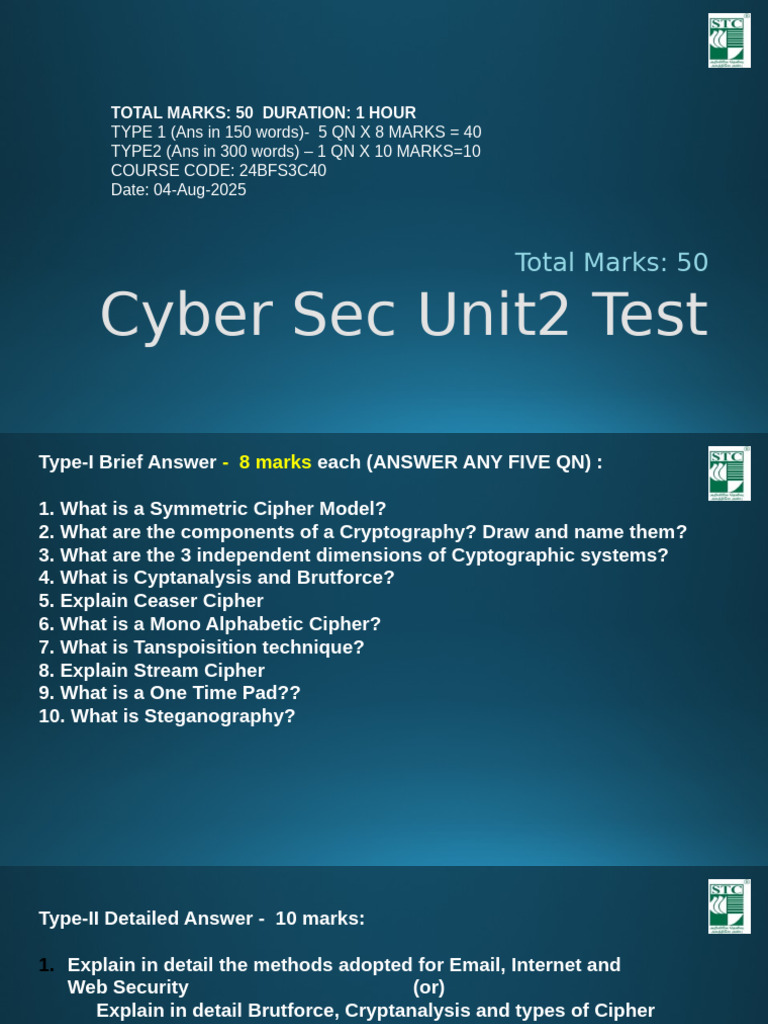 CyberSec Unit2Qn | PDF