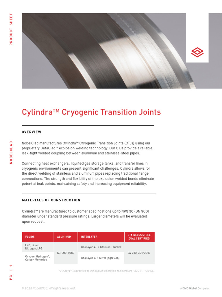 Cylindra™ Cryogenic Transition Joints | PDF | Welding | Construction