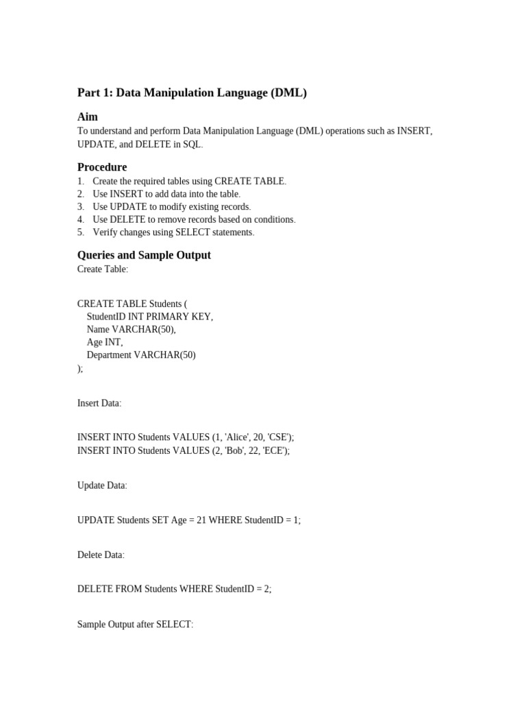 Mastering SQL DML and DQL Operations | PDF