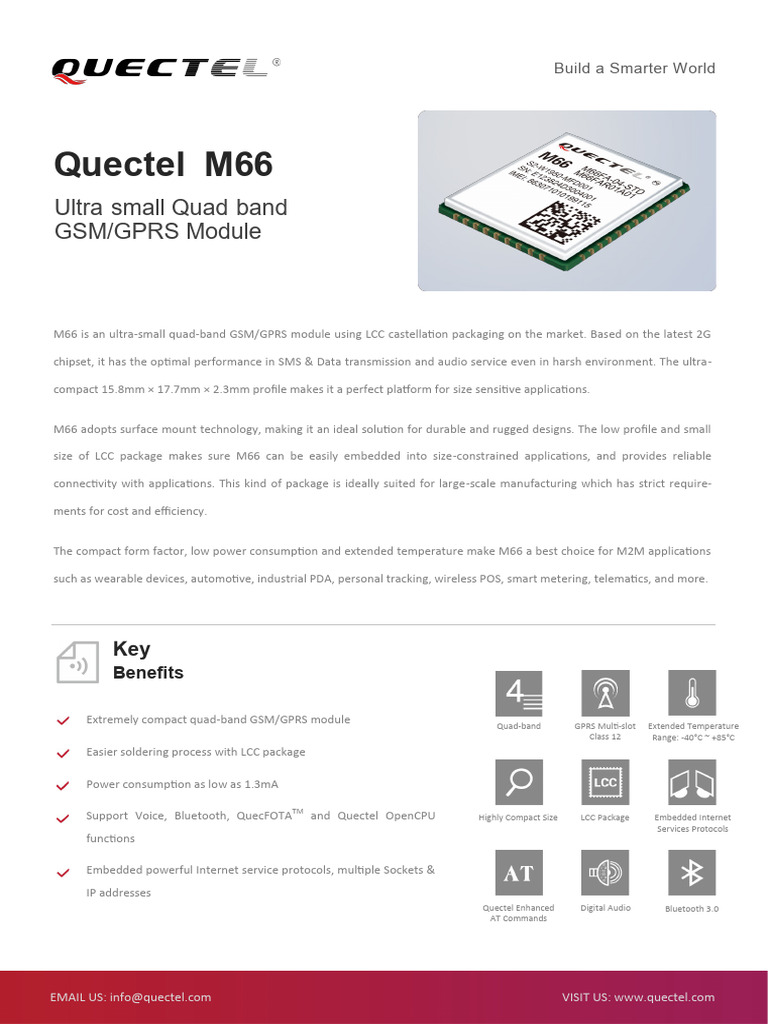 Quectel M66 GSM/GPRS Module Overview | PDF | Bluetooth | Gsm