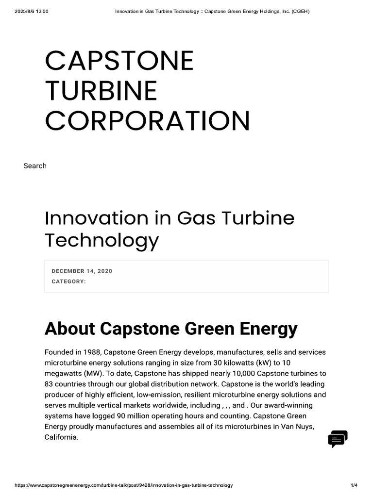 Innovation in Gas Turbine Technology - ... One Green Energy Holdings ...