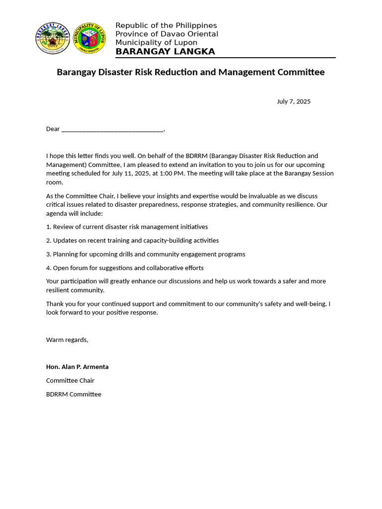 Barangay Disaster Risk Reduction and Management Committee | PDF | Economies