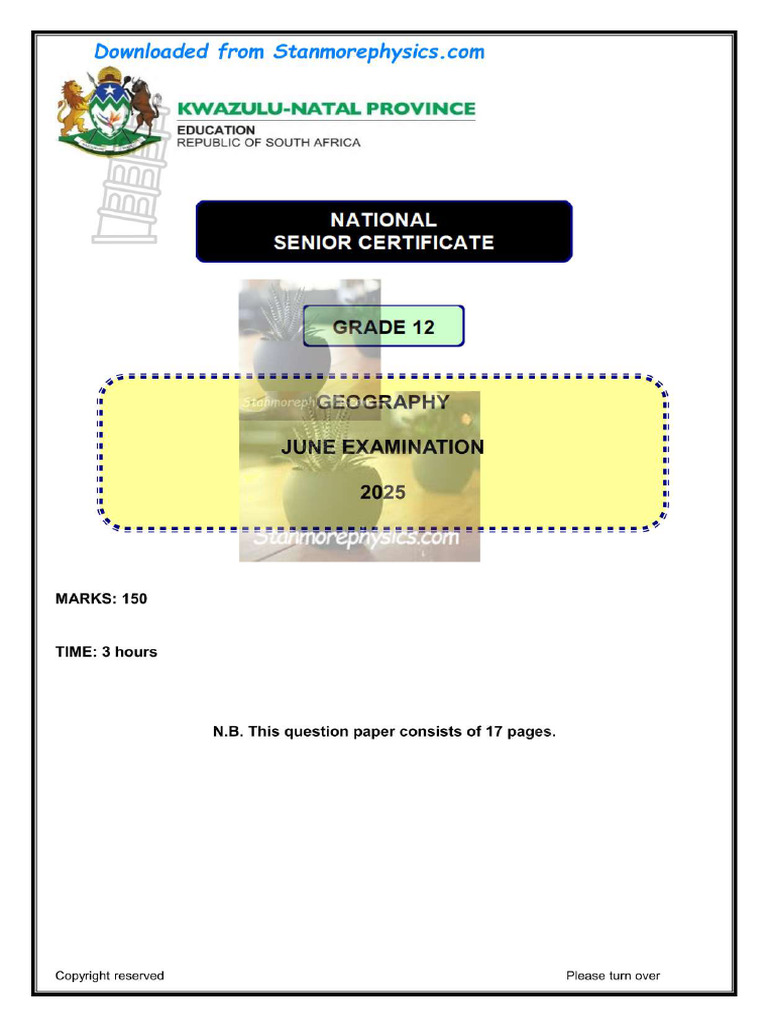 KZN Geography Grade 12 June 2025 QP and Memo | PDF