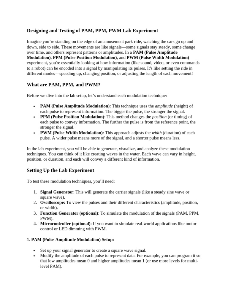 PAM, PPM, PWM Lab Experiment Guide | PDF | Amplitude | Telecommunications