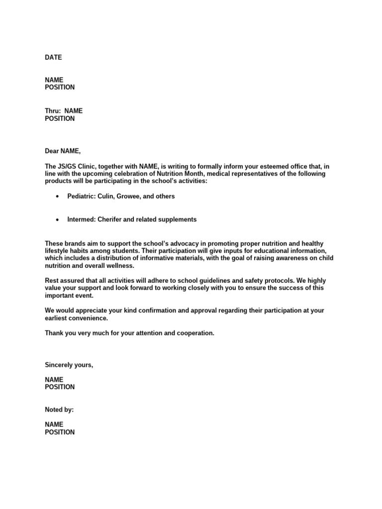 Nutrition Month Letter | PDF